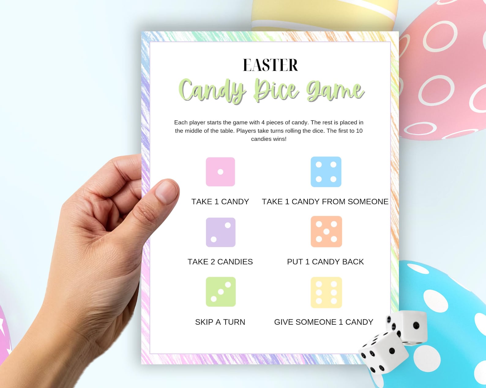 Easter Candy Dice Game Printable, Easter Candy Dice Activity, Spring ...