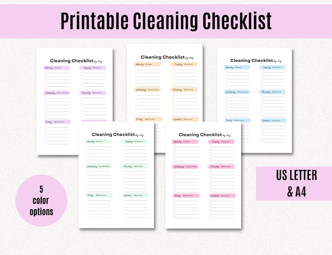 Printable Daily Cleaning Checklist Daily Cleaning List - Etsy