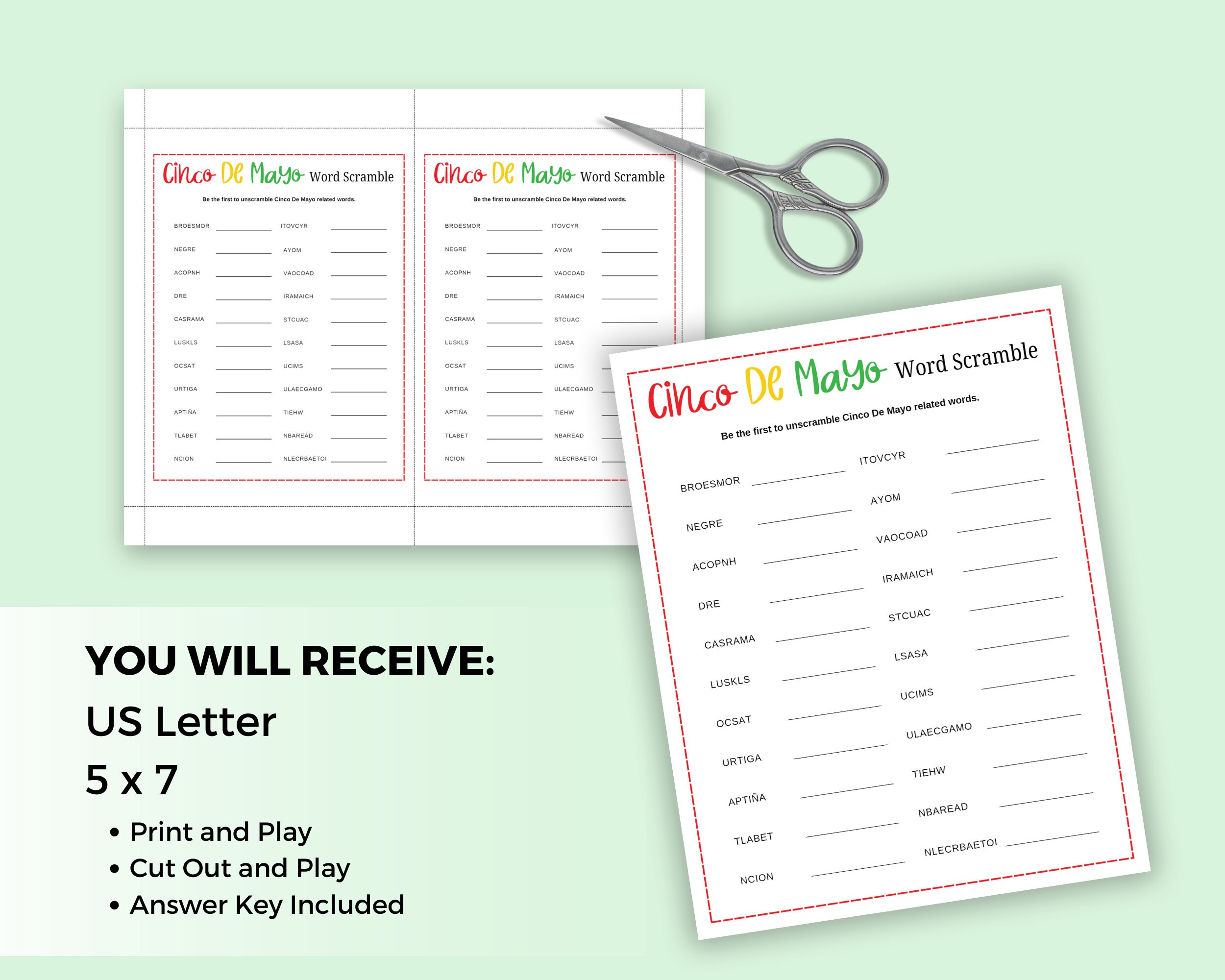 Cinco De Mayo Word Scramble Game, Printable Cinco De Mayo Activity ...