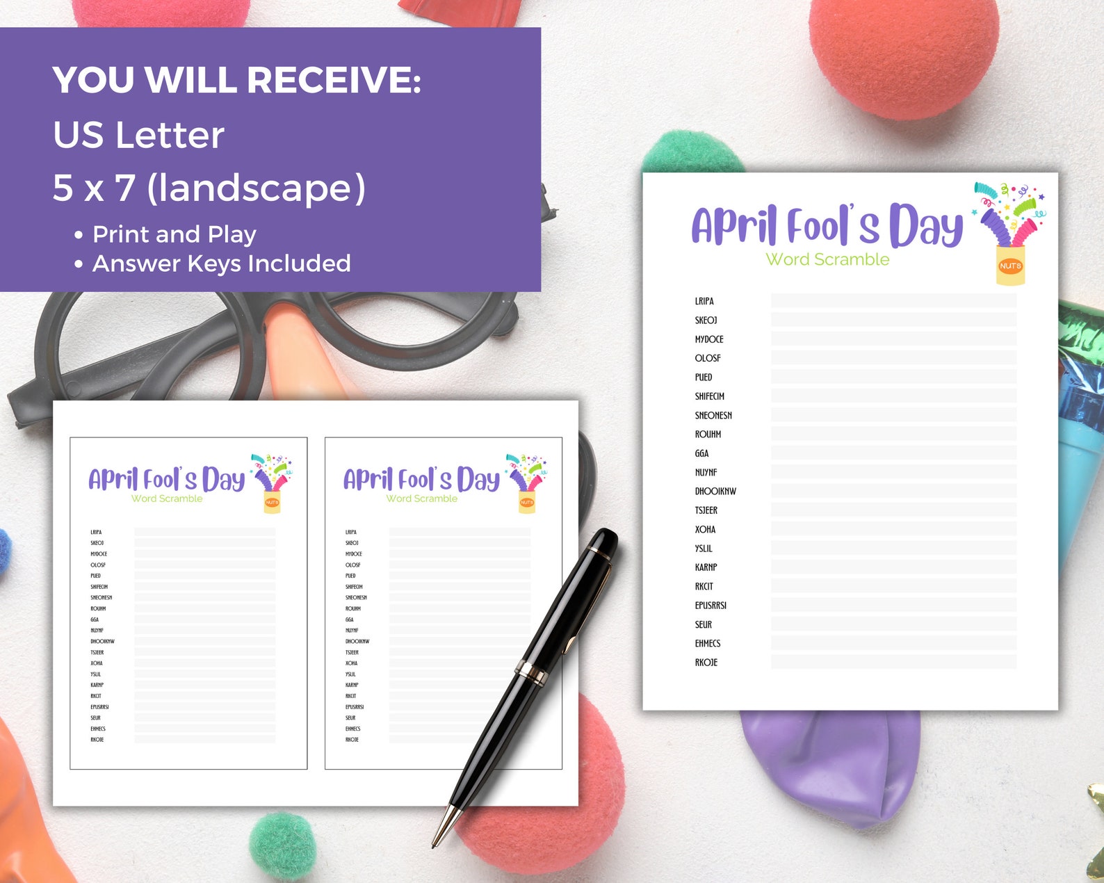 April Fools Day Game Bundle, Printable April Fools Day Activity Bundle ...