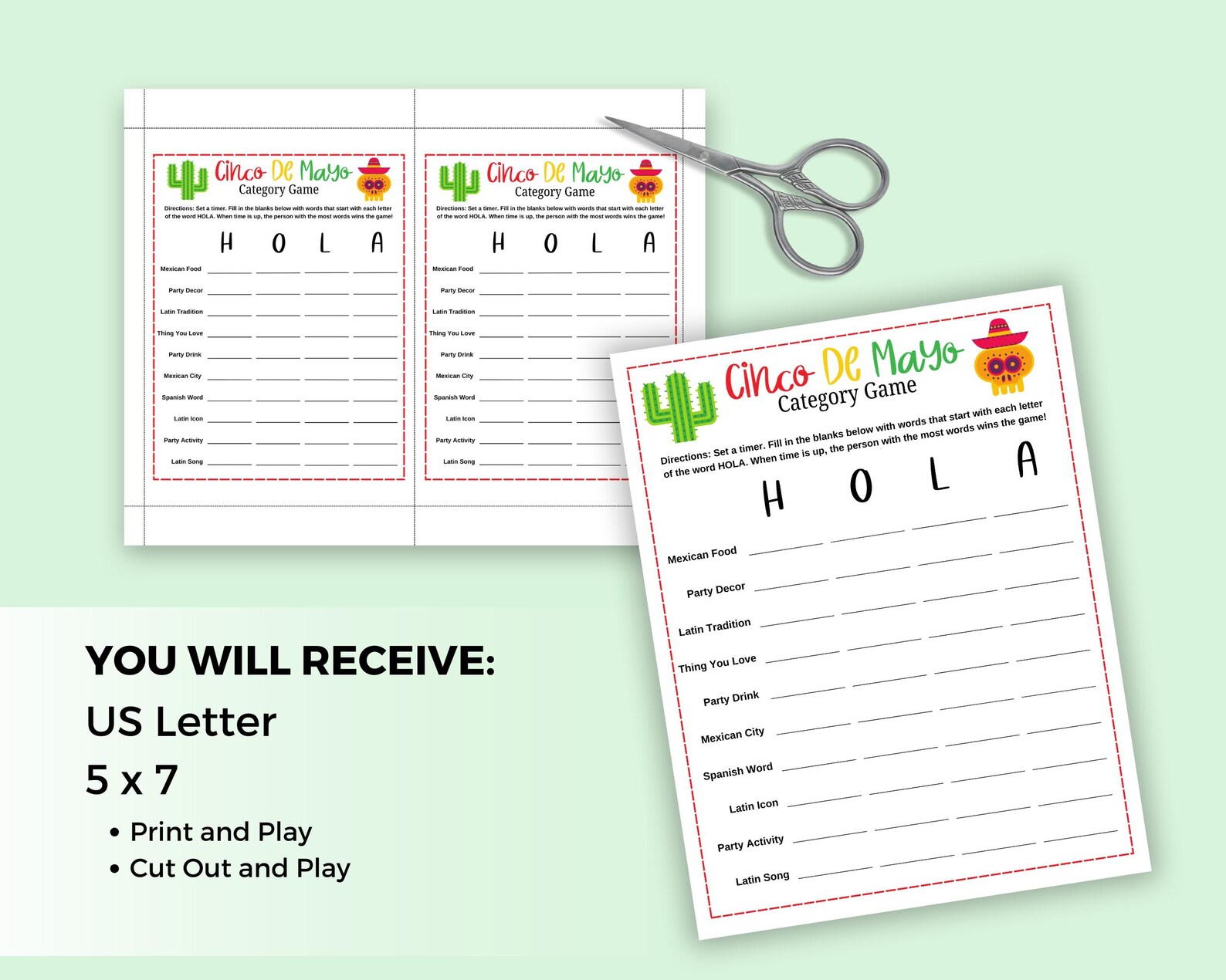 Cinco De Mayo Category Game, Printable Cinco De Mayo Activity, Cinco De ...