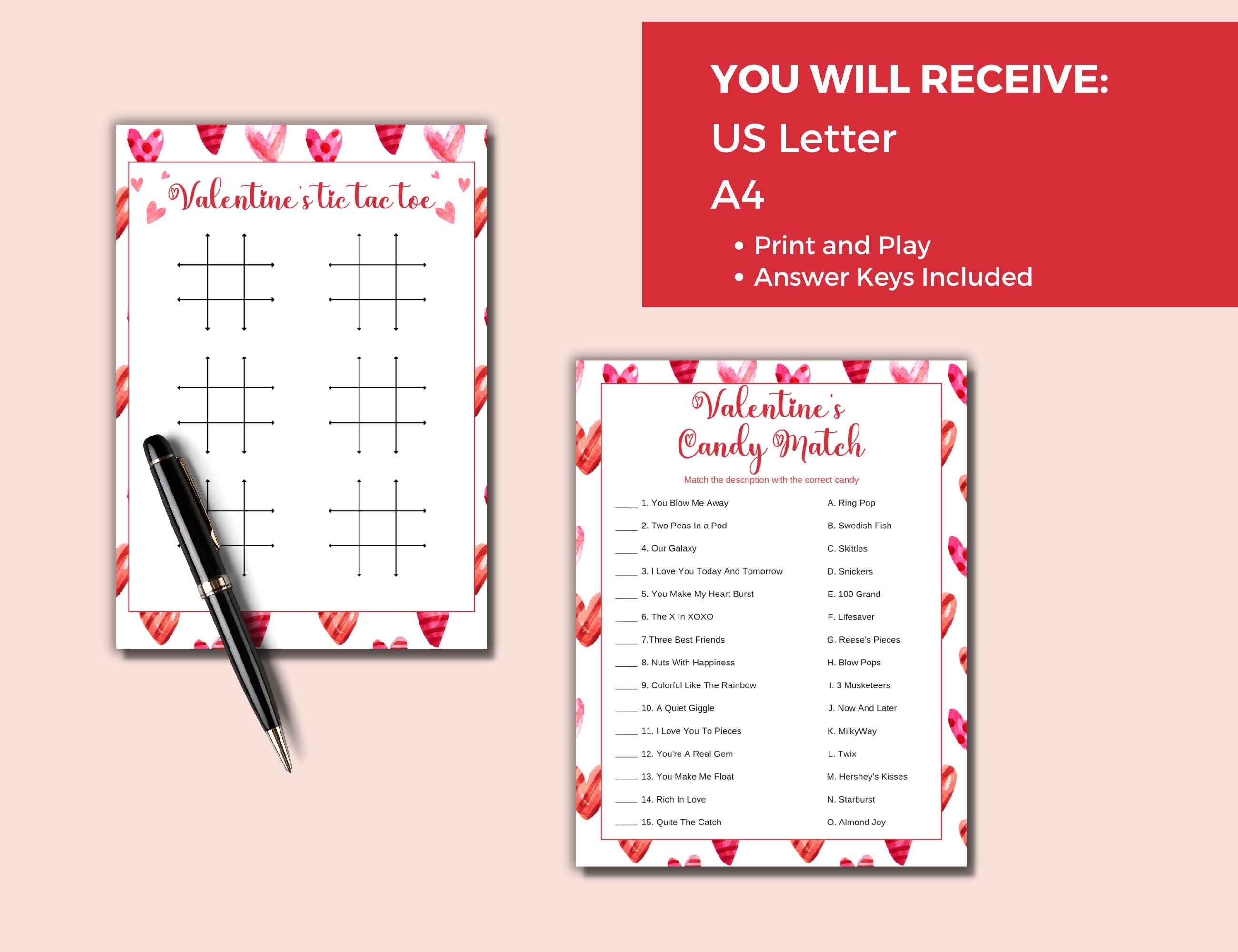 Printable Valentine Day Game Bundle, Valentines Games for Kids ...