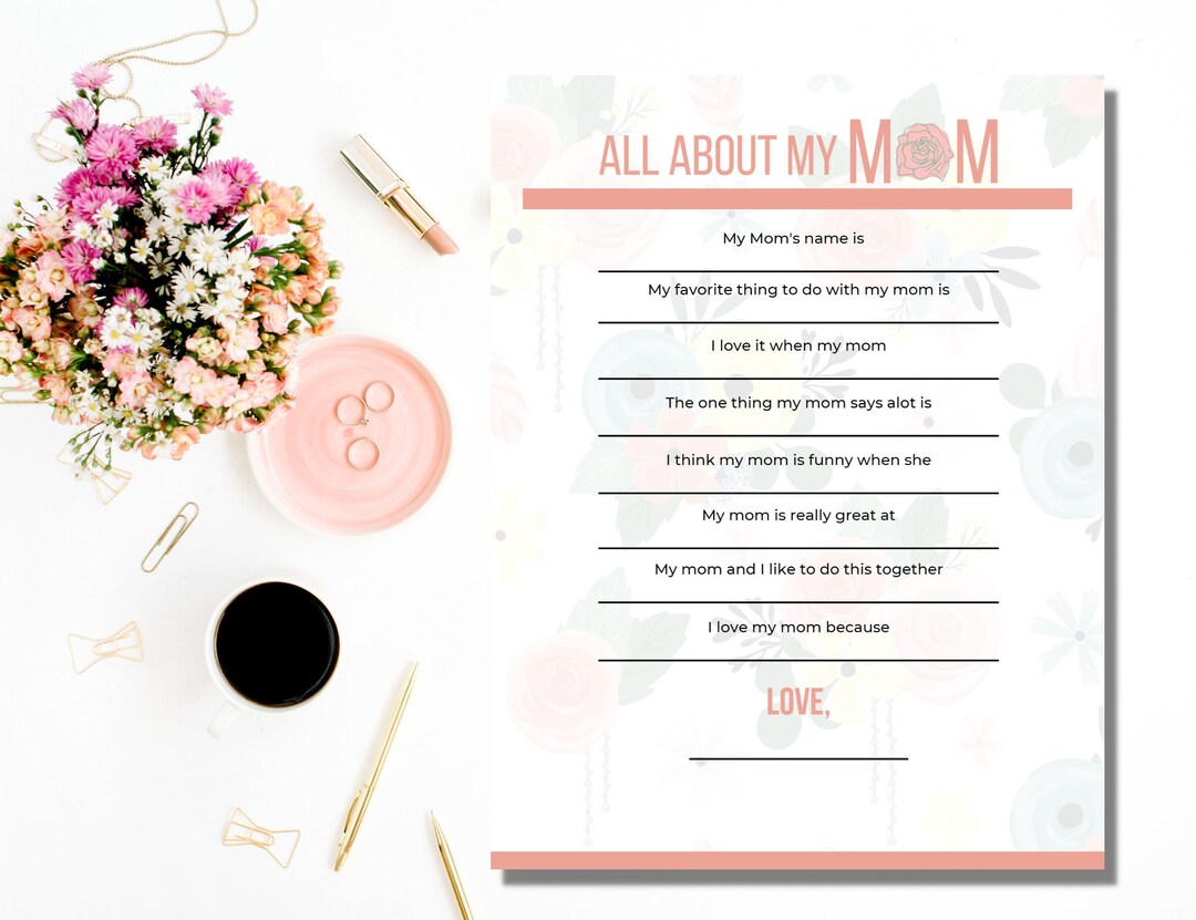 Personalized Mother's Day Questionnaire, Mother's Day Gift for Mom ...