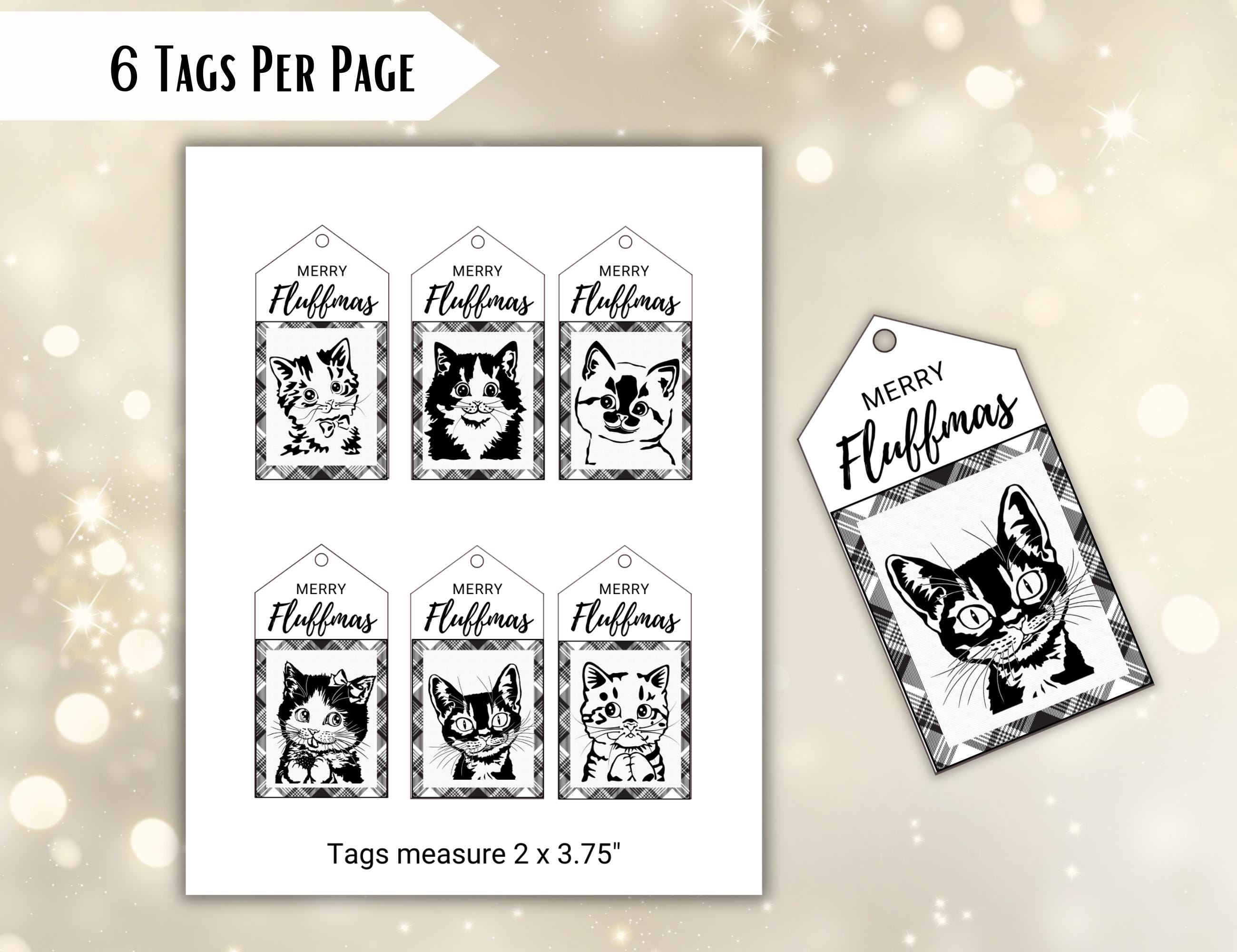 Cat Christmas Gift Tags, Printable Cat Holiday Hang Tags, Christmas ...