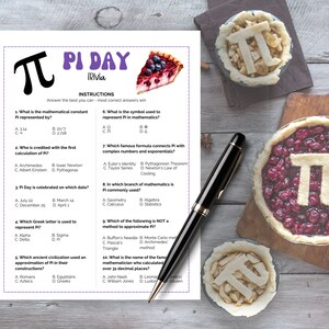 Pi Day Trivia Game, Printable Pi Day Trivia Activity, Pi Day Party, Pi ...