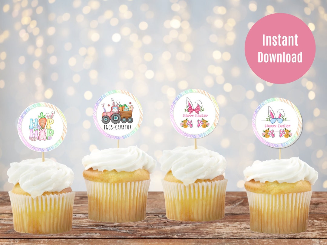 Easter Cupcake Toppers, Printable Cupcake Toppers, Easter Cupcakes ...