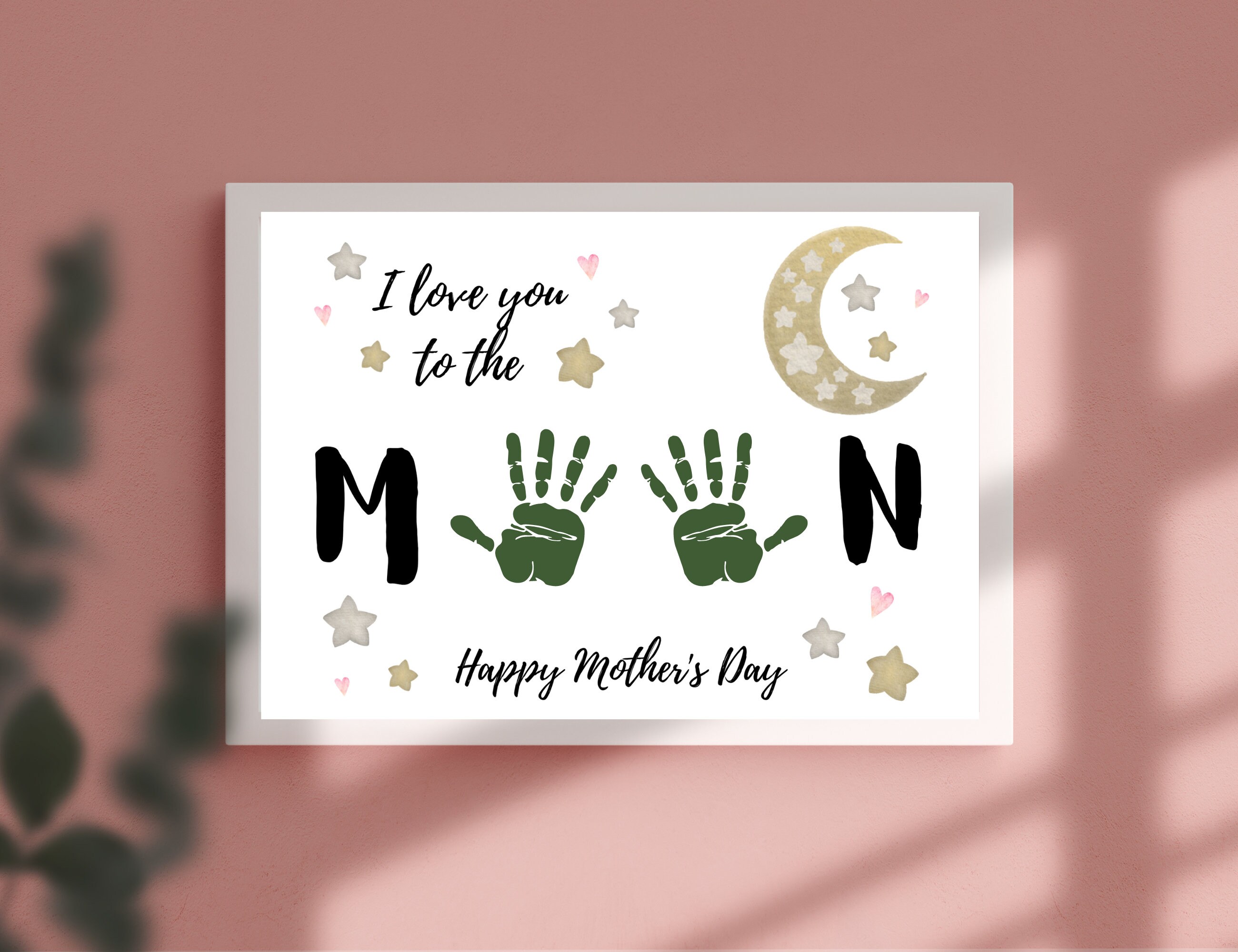 I Love You to the Moon Handprint Art, Mother's Day Printable, Mother's ...