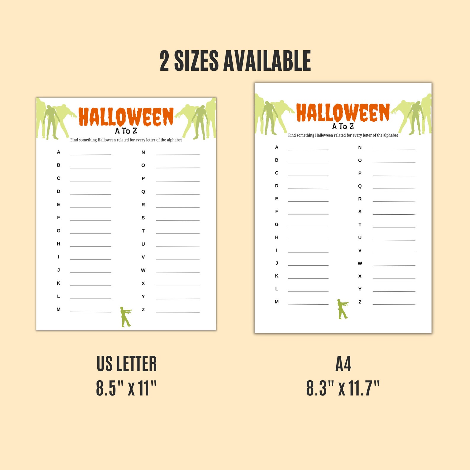 Halloween A to Z Game, Printable Halloween Game, Halloween Party Games ...