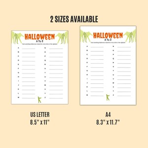 Halloween A to Z Game, Printable Halloween Game, Halloween Party Games ...