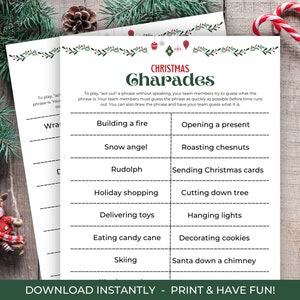 Christmas Charades Game, Printable Christmas Charades Game, Christmas ...