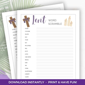 Lent Word Scramble Game, Printable Lenten Activity, Lent Party Game ...