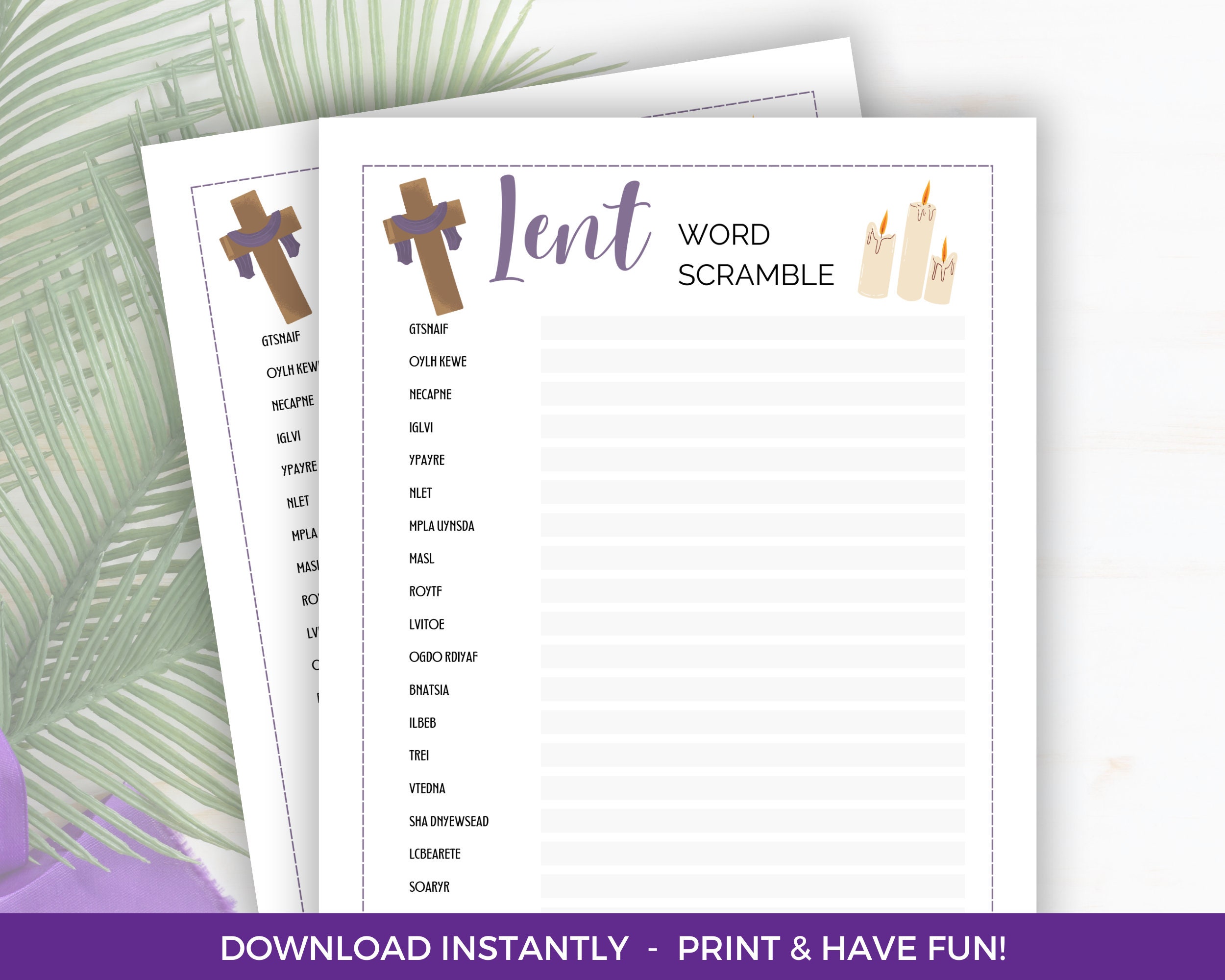 Lent Word Scramble Game, Printable Lenten Activity, Lent Party Game ...