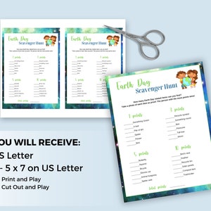Earth Day Scavenger Hunt Game, Printable Earth Day Scavenger Hunt ...
