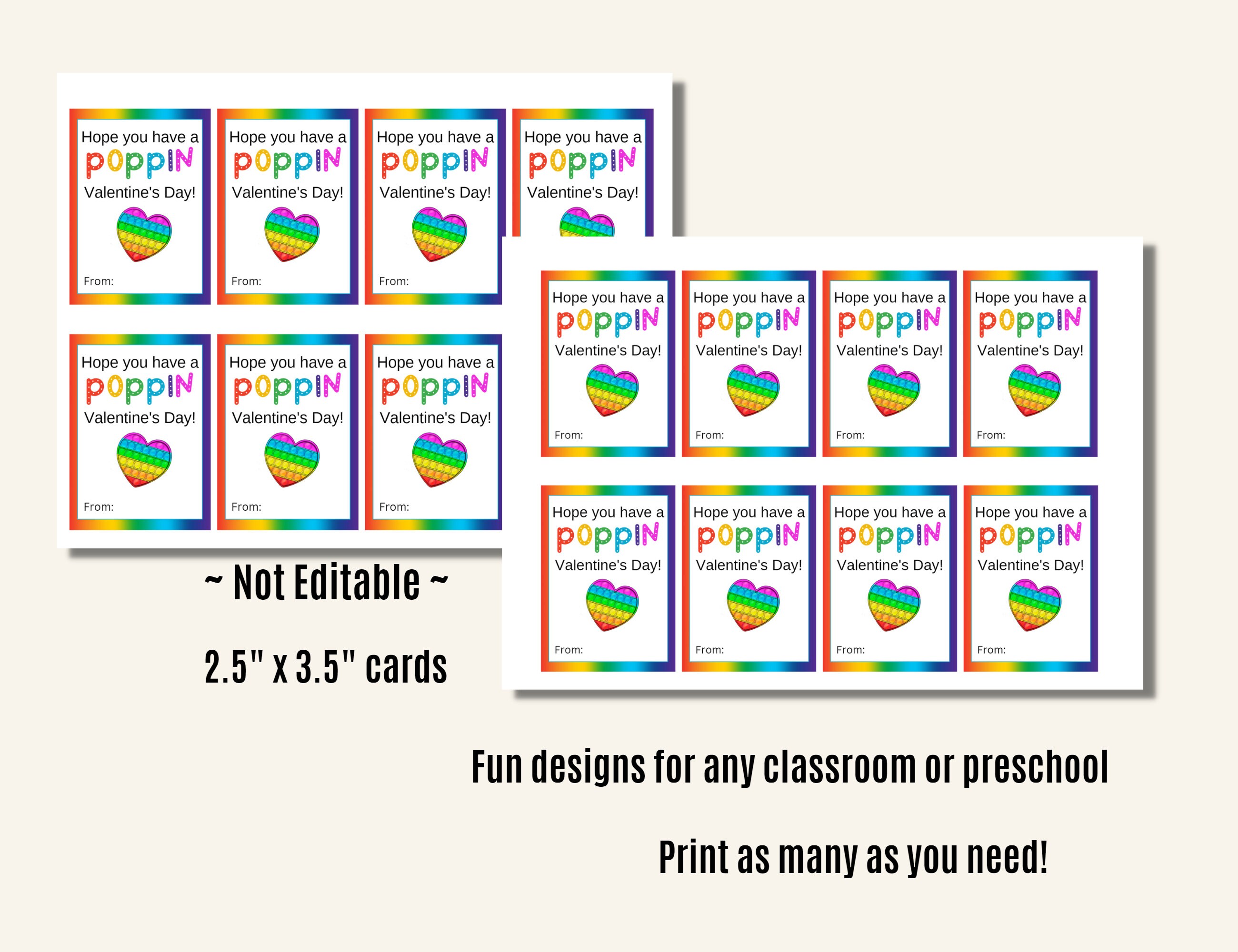 Printable Pop It Valentine Cards, Pop It Valentine Tags, Kids Valentine ...