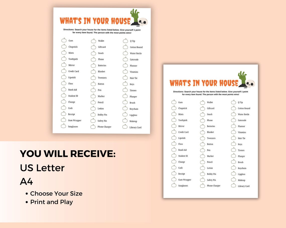 Halloween What's in Your House Game, Printable Halloween Game ...