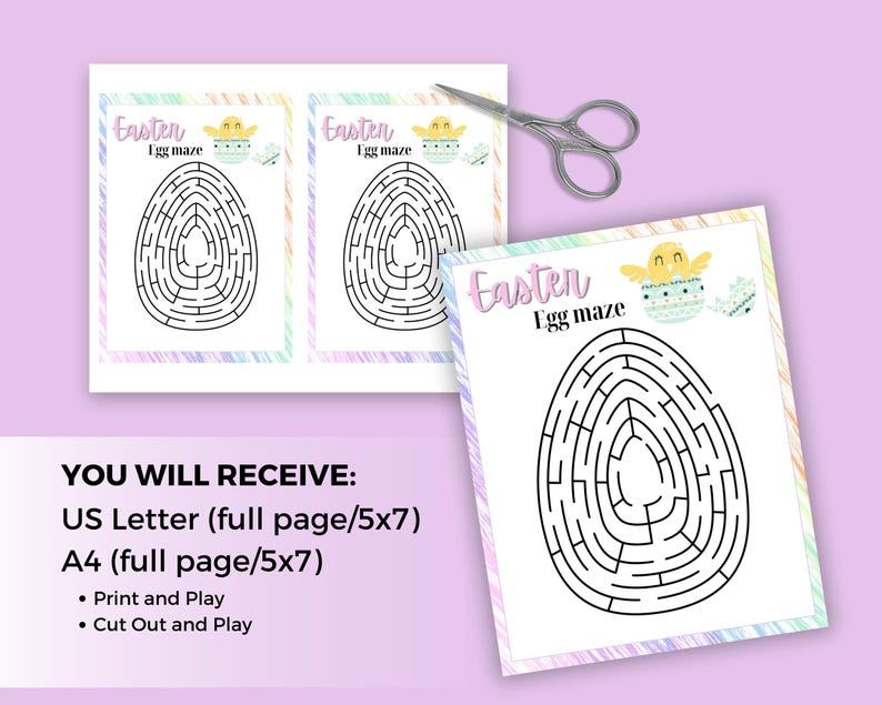 Easter Maze Game, Printable Easter Egg Maze Activity, Easter Party ...