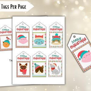 Cat Christmas Gift Tags, Printable Cat Holiday Gift Tags, Christmas ...