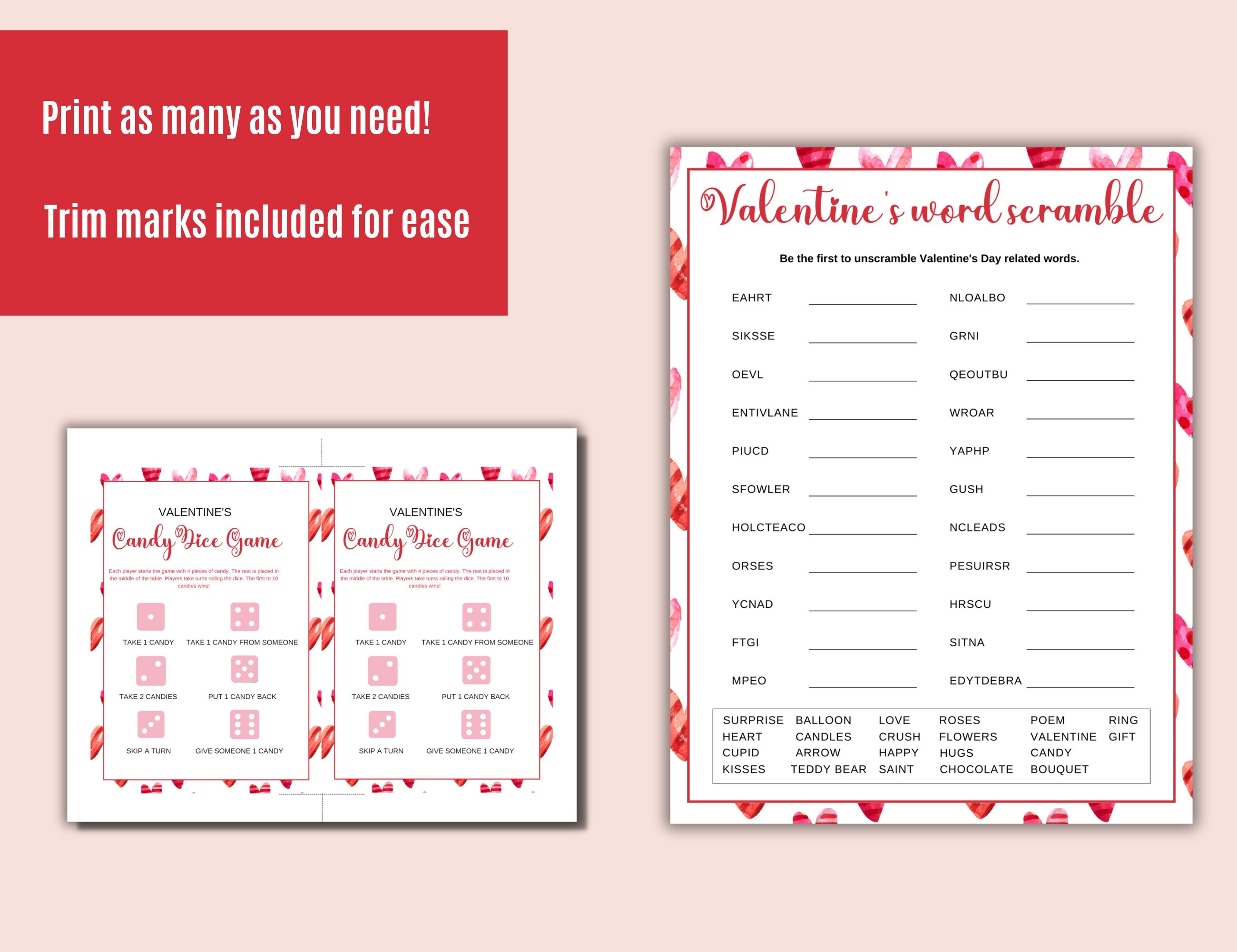 Printable Valentine Day Game Bundle, Valentines Games for Kids ...