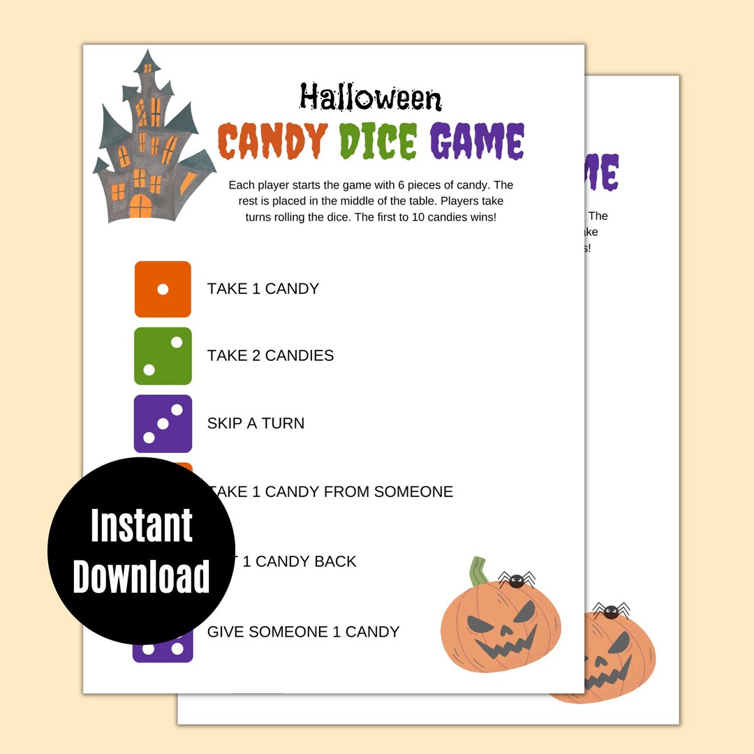 Halloween Candy Dice Game, Halloween Candy Game, Candy Dice Game ...