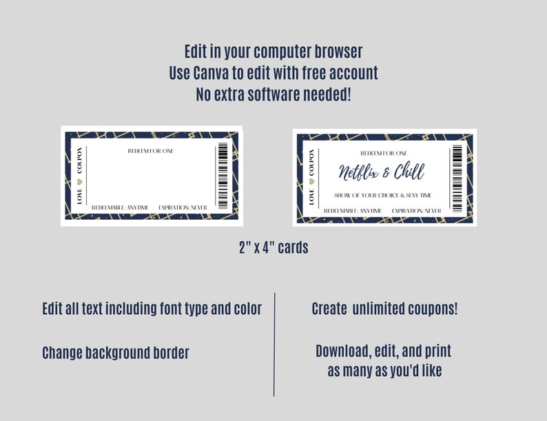 Editable Love Coupons for Him, Printable Love Coupons, Gift for Him ...