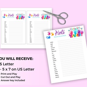 Holi Word Scramble, Printable Festival of Color Word Scramble Activity ...