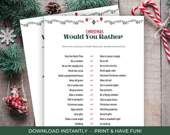 Would You Rather Editable Christmas Game, This or That, Christmas Party ...