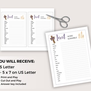 Lent Word Scramble Game, Printable Lenten Activity, Lent Party Game ...