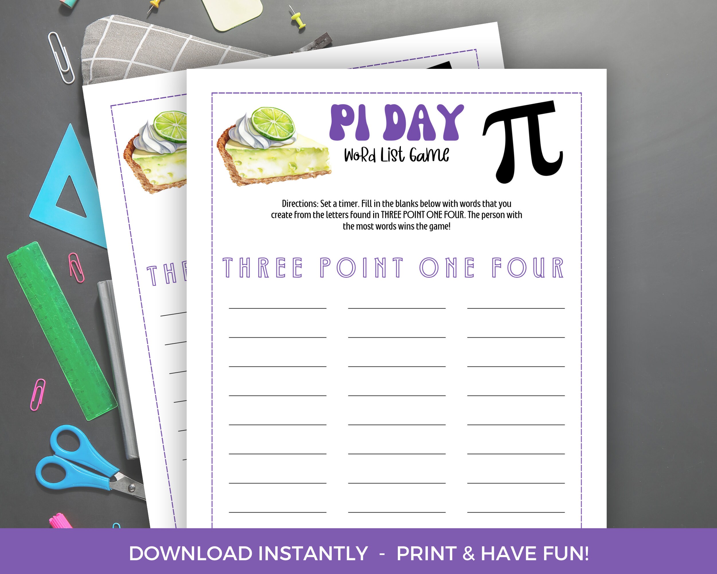 Pi Day Word List Game, Printable Pi Day Word List Activity, Pi Day ...
