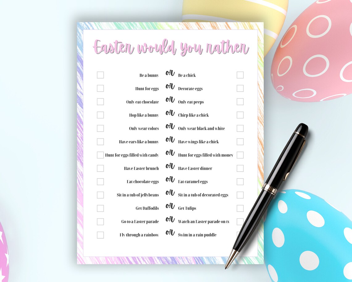Easter Would You Rather Game, Printable Easter This or That Activity ...