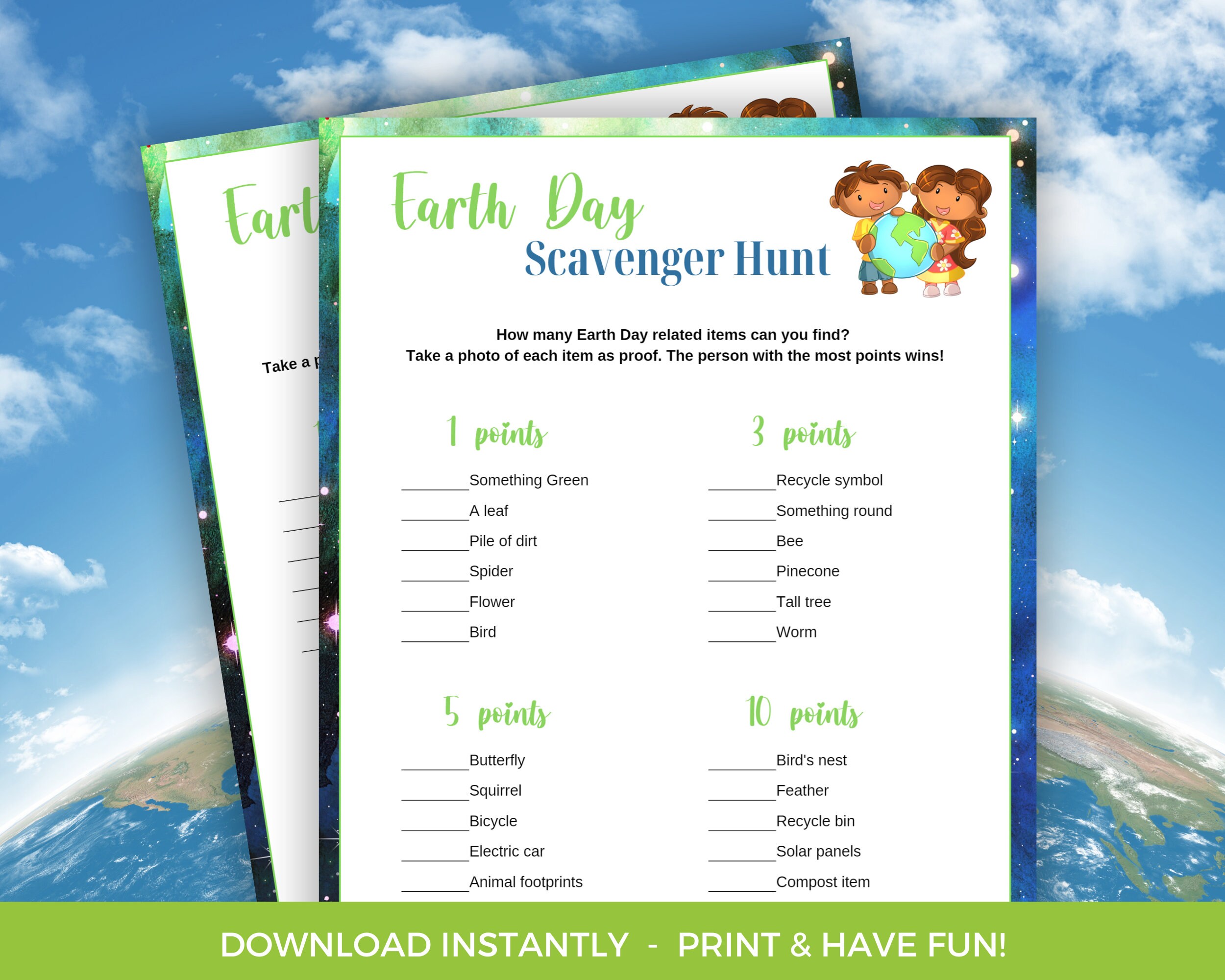 Earth Day Scavenger Hunt Game, Printable Earth Day Scavenger Hunt ...