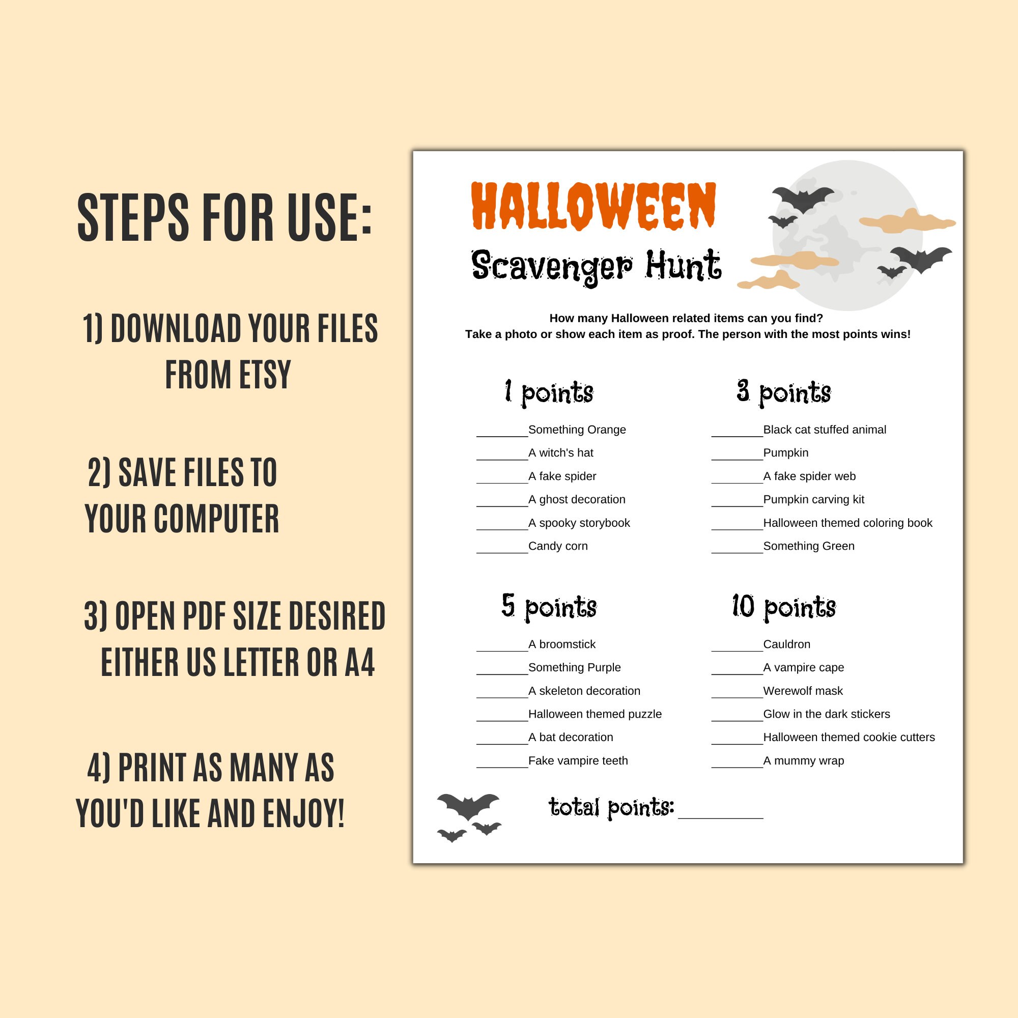 Halloween Photo Scavenger Hunt Game, Printable Halloween Selfie ...