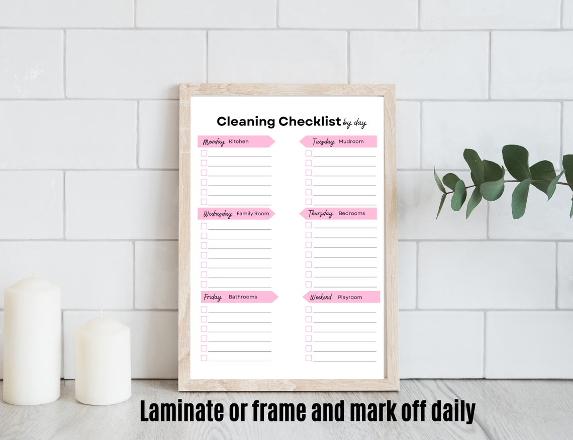 Printable Daily Cleaning Checklist, Daily Cleaning List, Cleaning ...