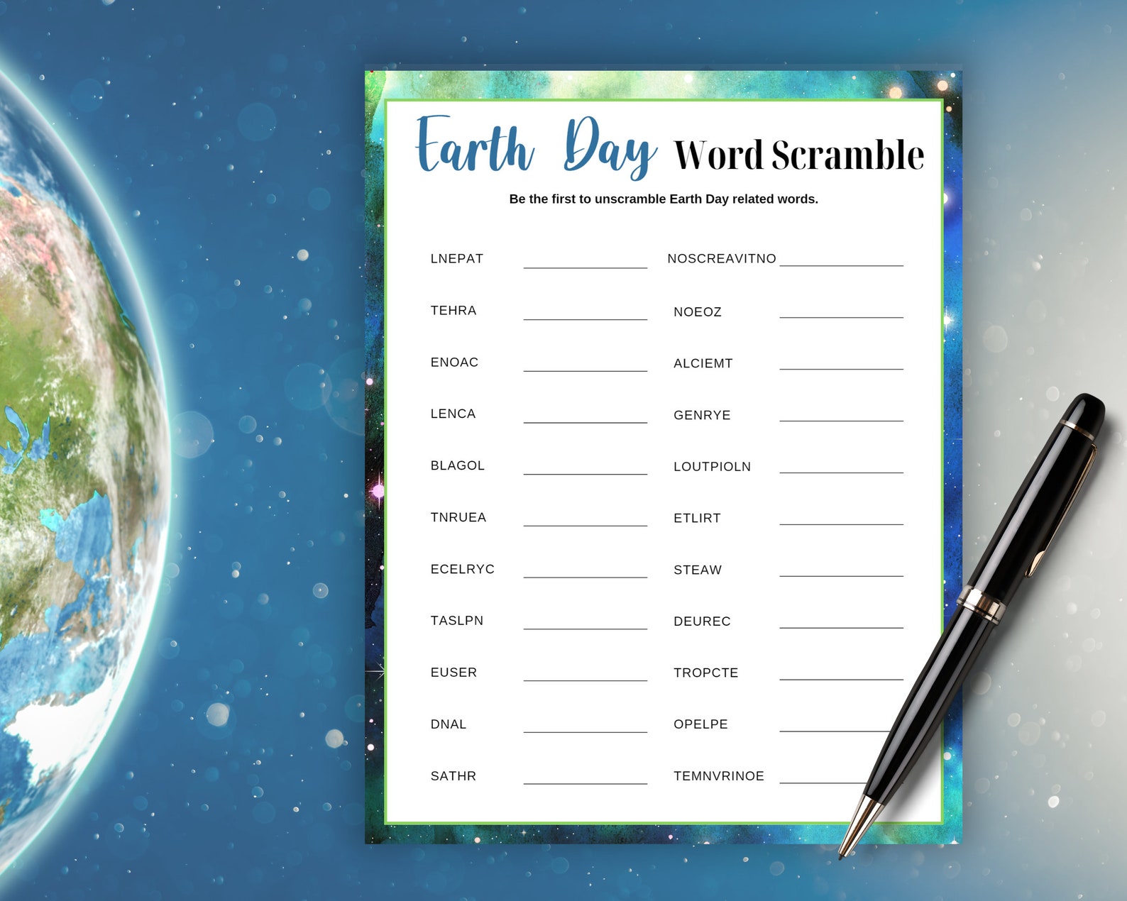 Earth Day Word Scramble Game, Printable Earth Day Word Scramble ...