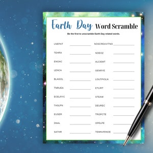 Earth Day Word Scramble Game, Printable Earth Day Word Scramble ...