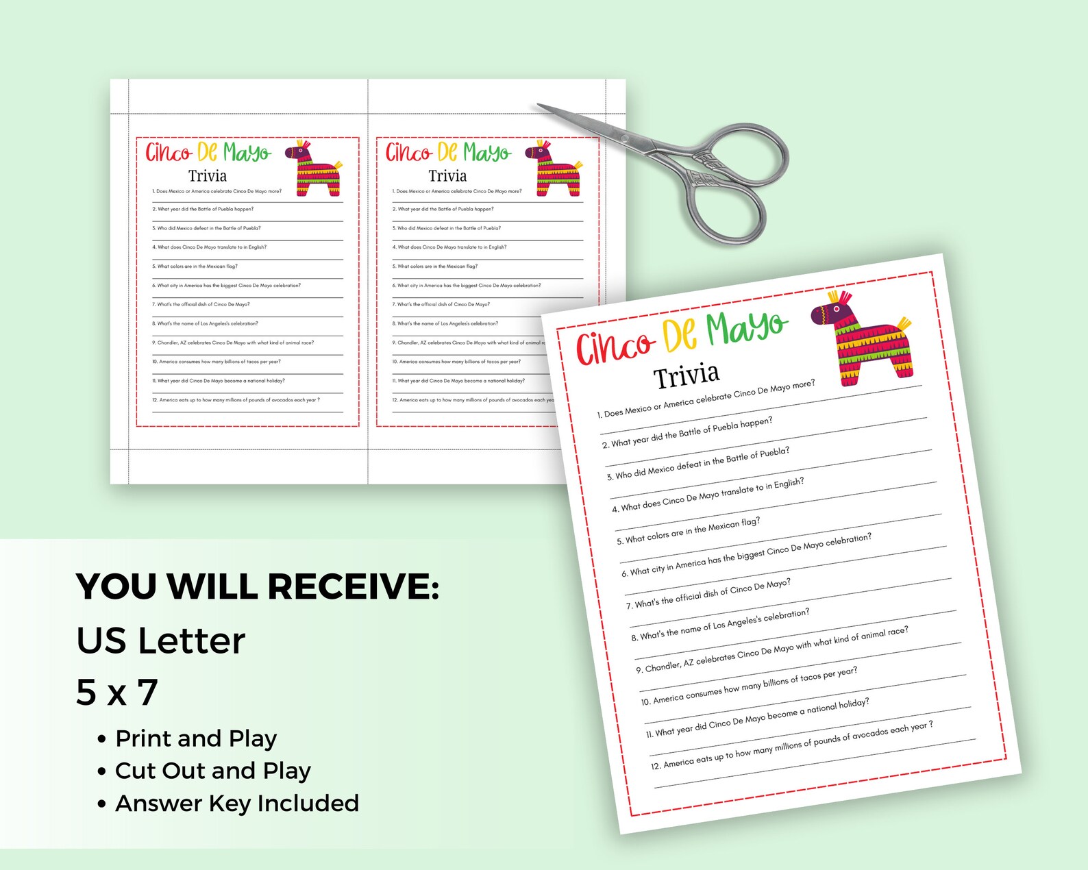 Cinco De Mayo Trivia Game, Printable Cinco De Mayo Activity, Cinco De ...