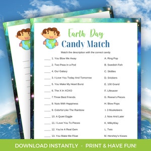 Earth Day Candy Match Game, Printable Earth Day Candy Match Activity ...