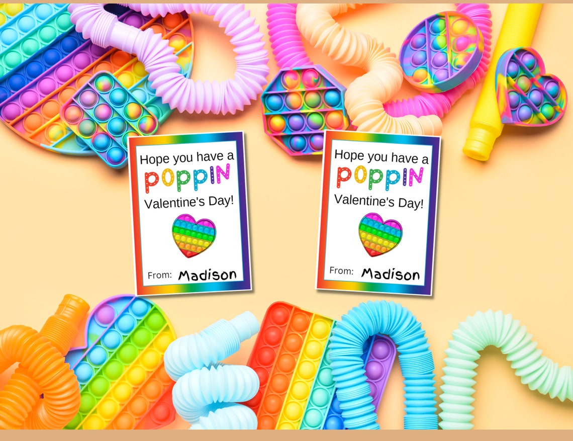 Printable Pop It Valentine Cards, Pop It Valentine Tags, Kids Valentine ...