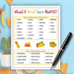 Cinco De Mayo What's Your Taco Name Game, Printable Cinco De Mayo ...