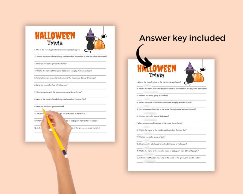 Halloween Trivia Game, Printable Quiz Game, Halloween Party Game ...