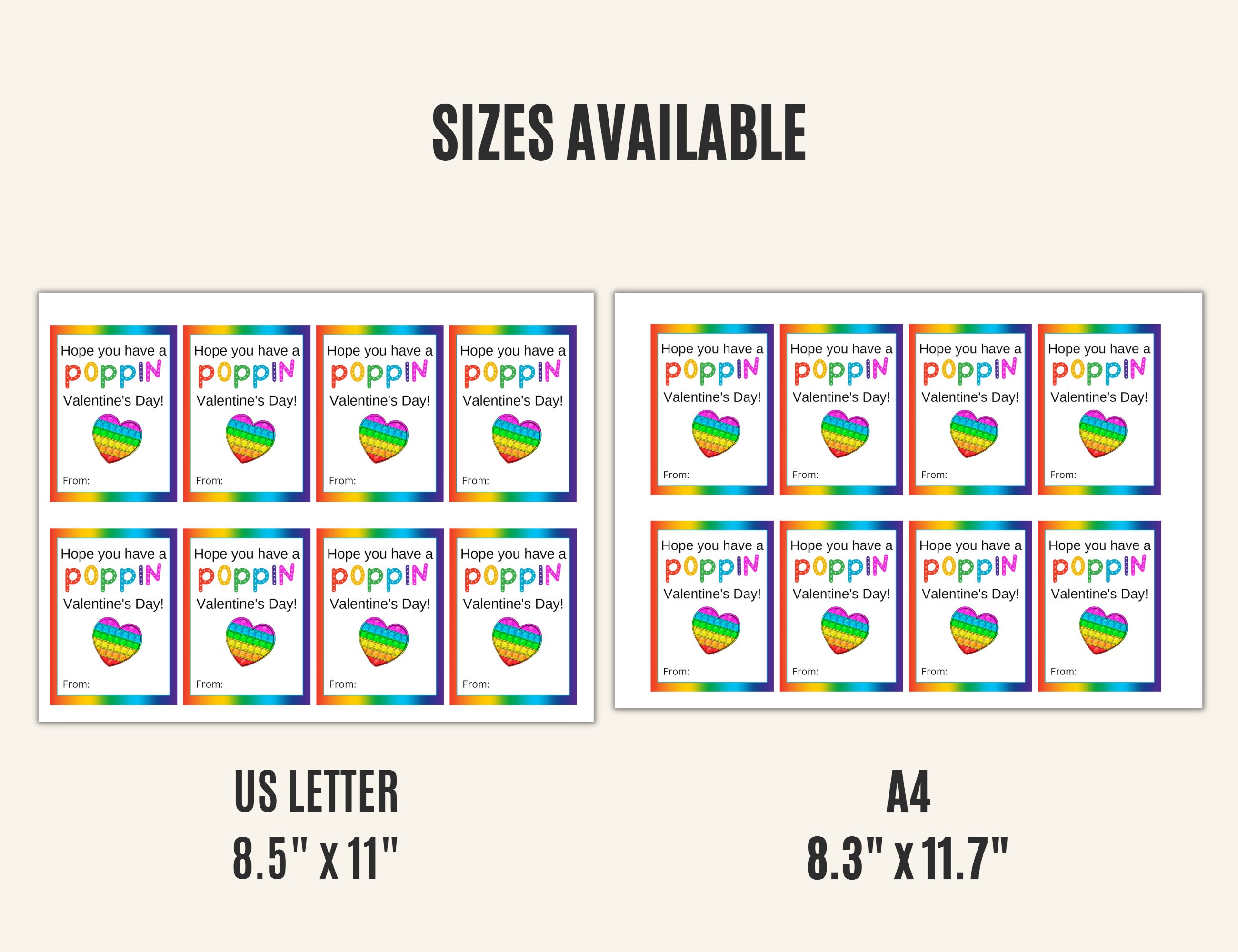 Printable Pop It Valentine Cards, Pop It Valentine Tags, Kids Valentine ...