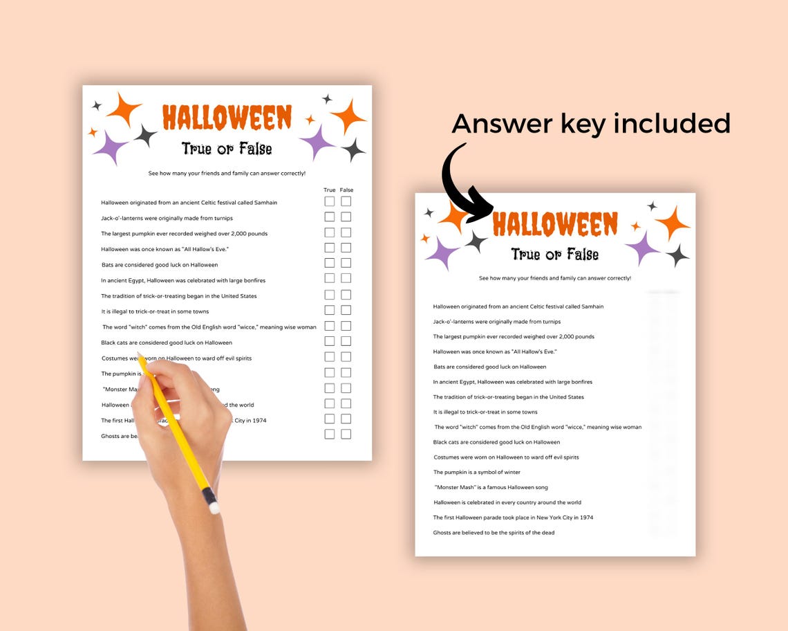 Halloween True or False Game, Printable Fact or Fiction Game, Halloween ...