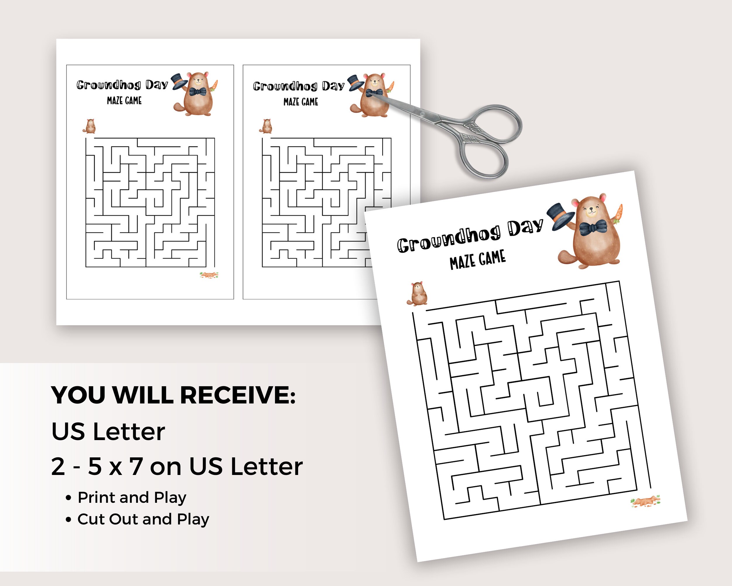Groundhog Day Maze Game, Printable Groundhog Day Maze Party Game ...