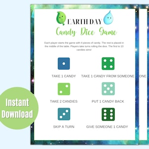 Earth Day Candy Dice Game, Printable Earth Day Candy Dice Game for Kids ...