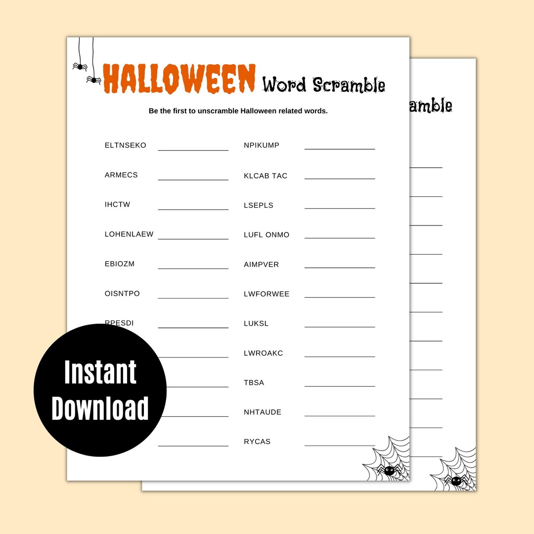 Halloween Word Scramble Game, Halloween Word Game, Halloween Printable ...