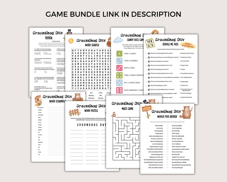 Groundhog Day Trivia Game, Printable Trivia Game, Groundhog Day Party ...