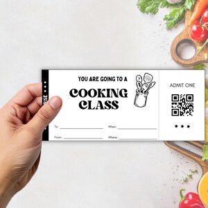 Editable Cooking Class Ticket Template, Printable Gift Coupon, Gift ...