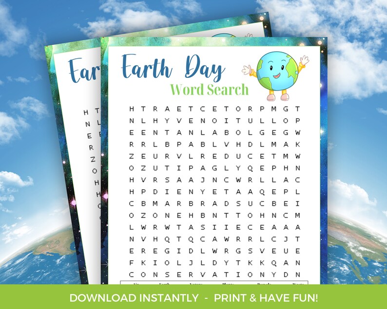 Earth Day Word Search Game, Printable Earth Day Word Search Activity ...