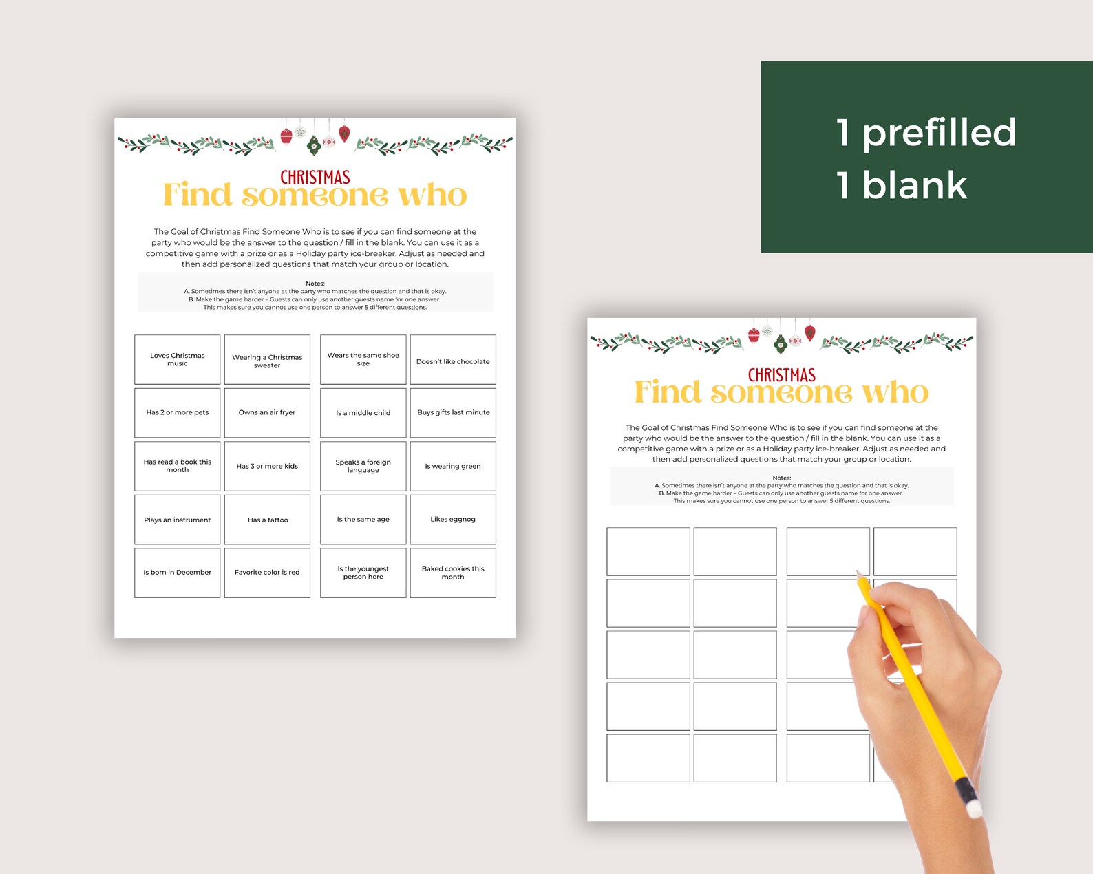Christmas Find Someone Who Game, Printable Find Someone Who Game ...