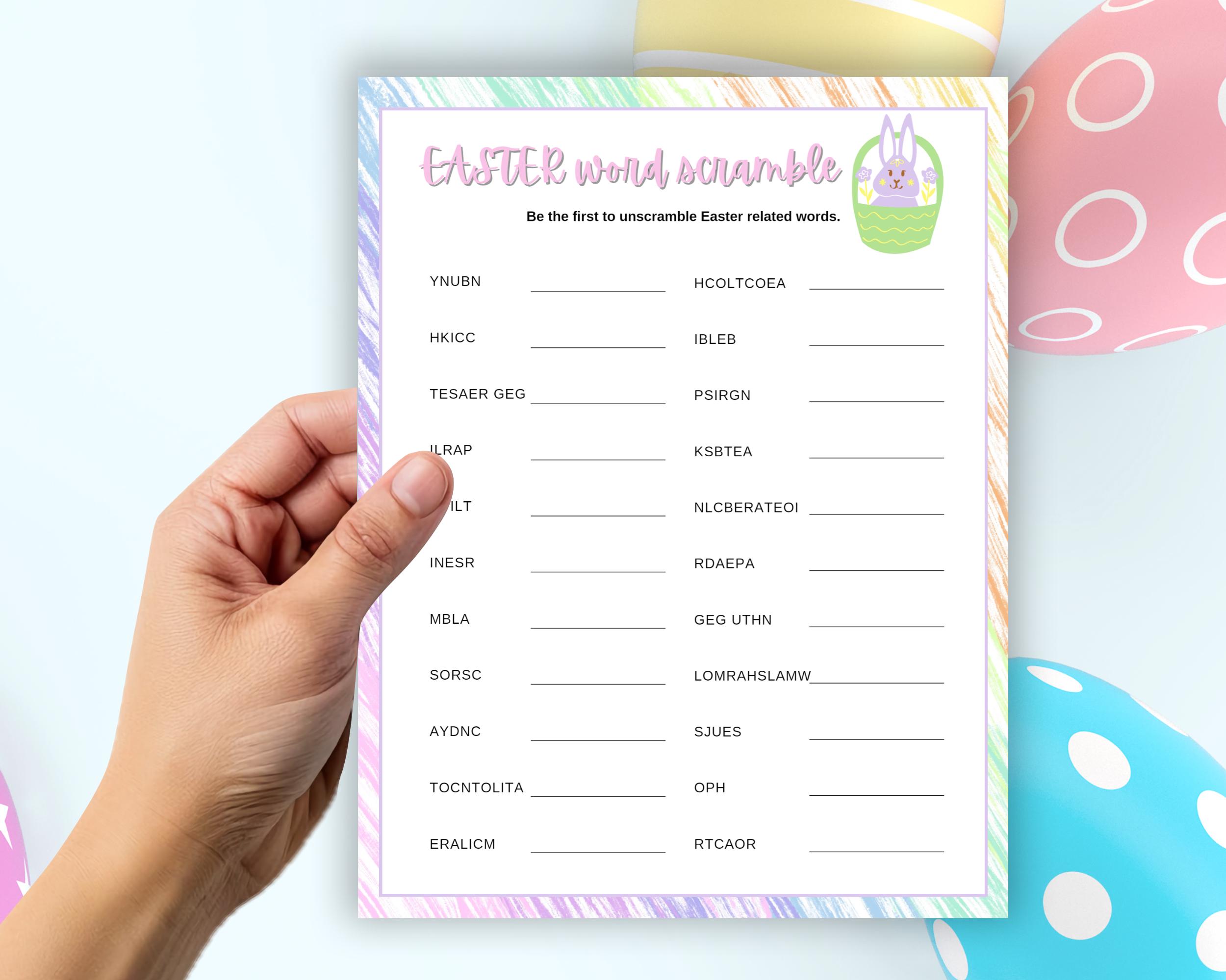 Easter Word Scramble Game, Printable Easter Word Scramble Activity ...