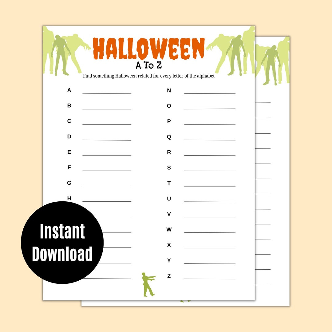 Halloween A to Z Game, Halloween Printable Game, Halloween Party Games ...